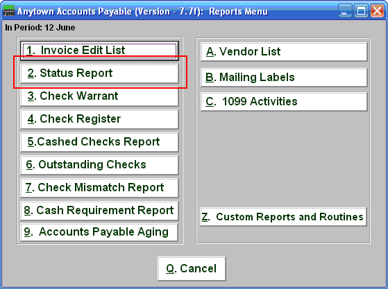 NEMRC | Accounts Payable - Status Report