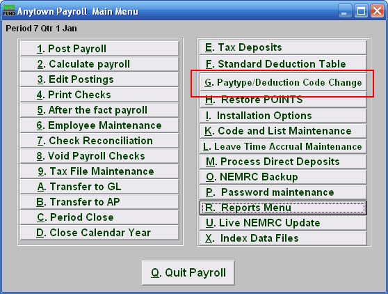 NEMRC | Payroll - Paytype/Deduction Code Change