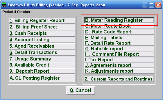 NEMRC | Utility Billing - Meter Reading Register